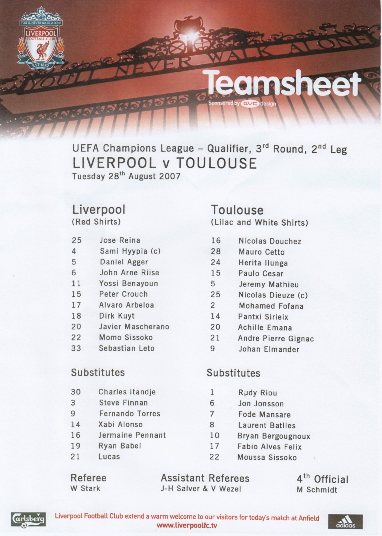 Liverpool in Europe - 2007/08 Champions League